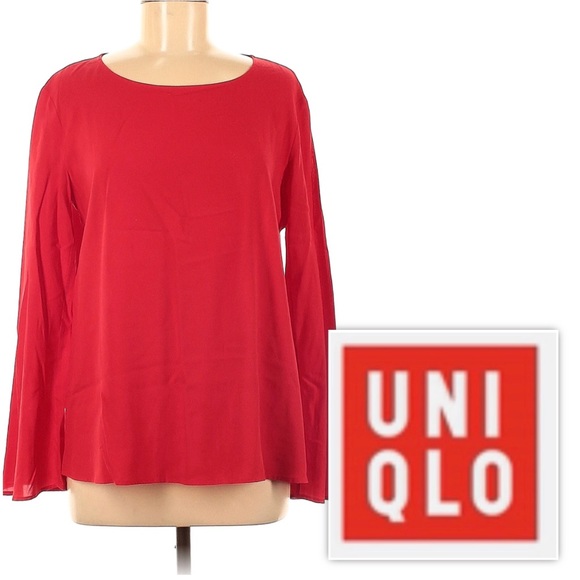 Uniqlo | Tops | Uniqlo Red Belle Sleeve Blouse | Poshmark